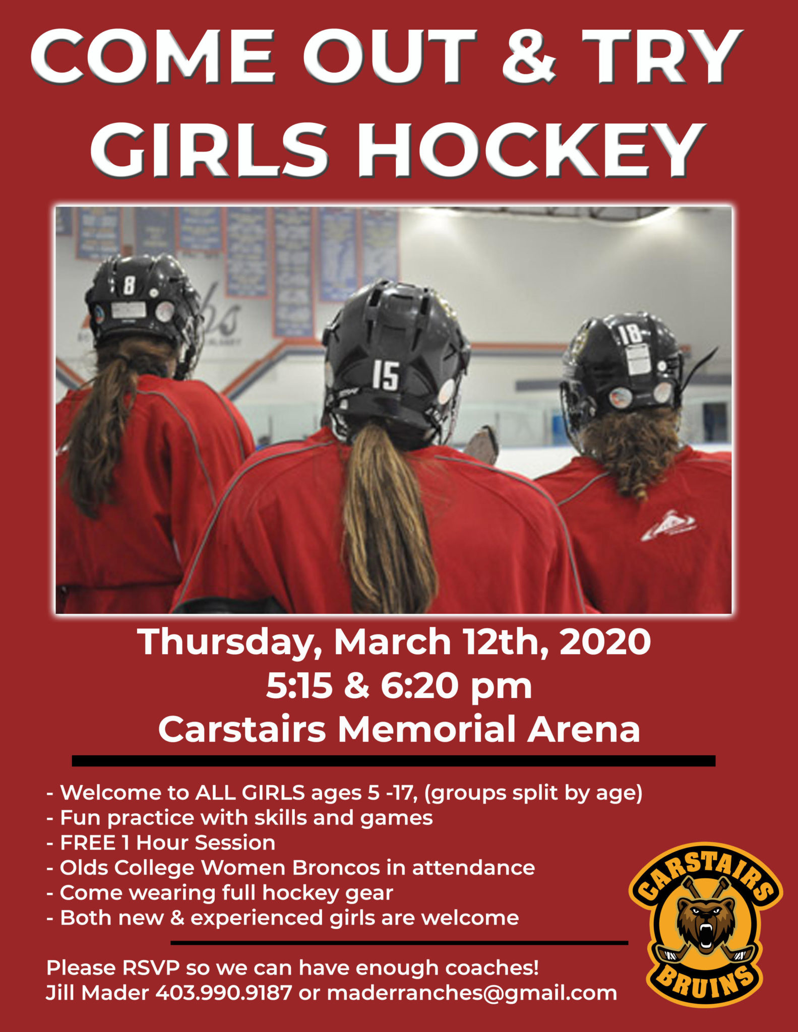 Come out & try Girls Hockey! – Carstairs Minor Hockey Association